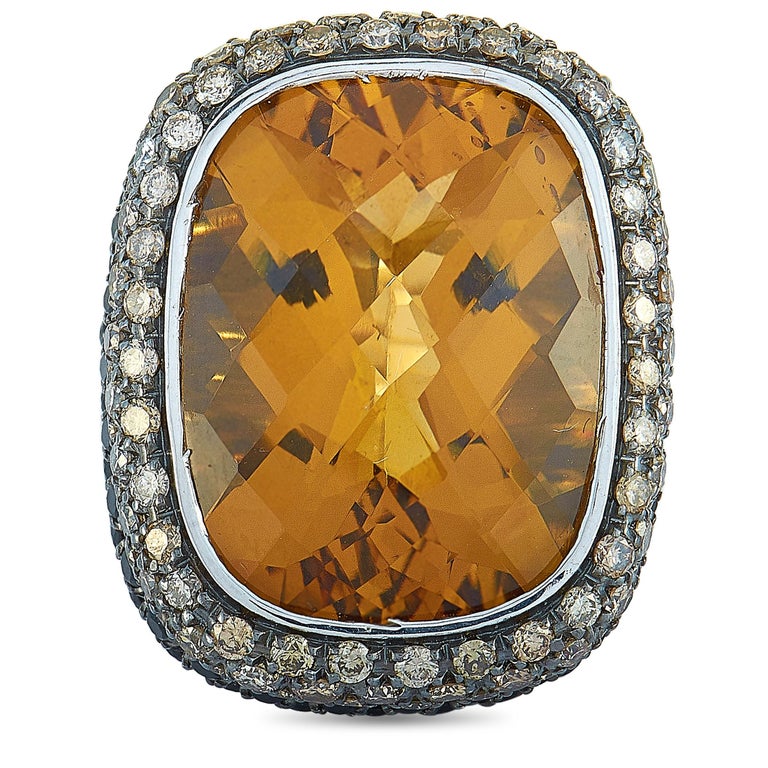 Roberto Coin 18 Karat White Gold Black and Brown Diamond and Citrine ...