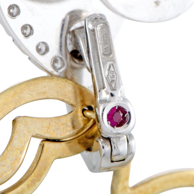 Roberto Coin 18K Yellow and White Gold Diamond and Pink Enamel Heart ...