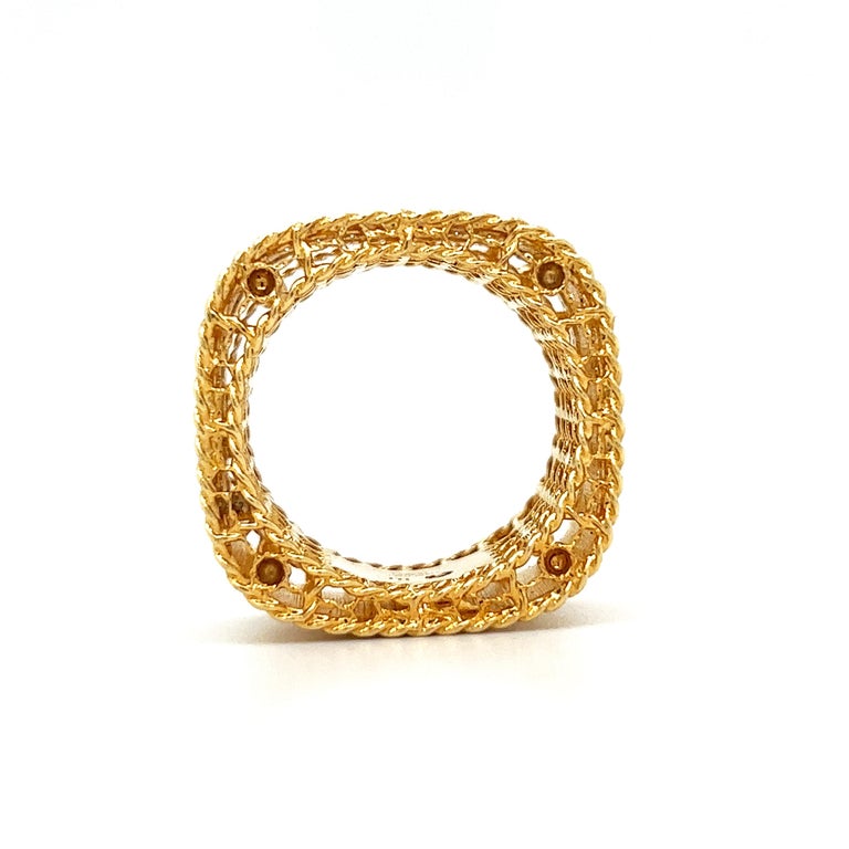 Roberto Coin 18k Yellow Gold and Diamond Princess Satin Finish Square ...