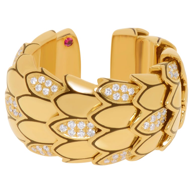 Roberto Coin 18k Yellow Gold, Diamond Open Ring For Sale at 1stDibs