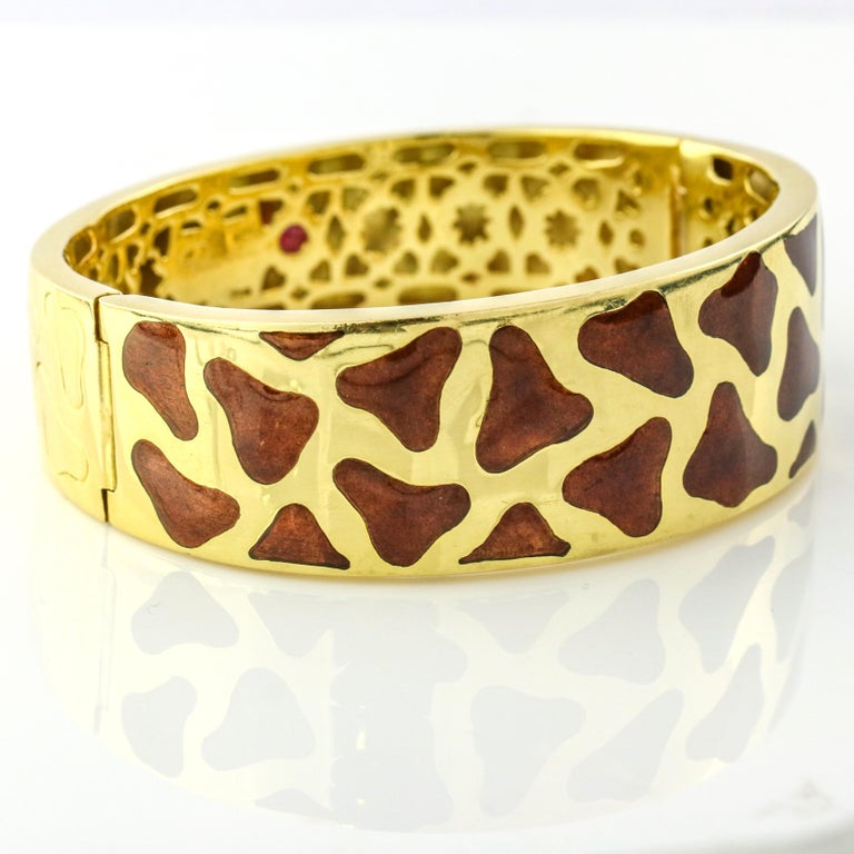 Roberto Coin 18 Karat Yellow Gold Enamel Giraffe Bangle Bracelet For ...