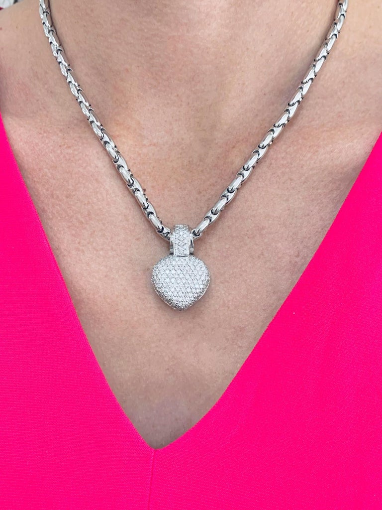Roberto Coin 2 Carat Diamond Pave Puffed Heart Pendant Necklace For ...