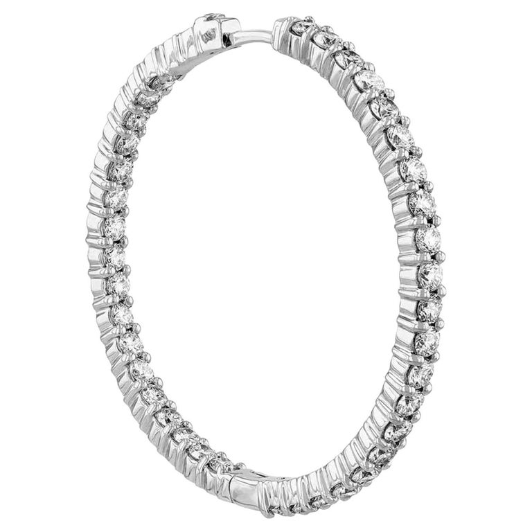 Roberto Coin 3.45 Ctw Large Inside Outside Diamond Hoop Earrings at 1stDibs