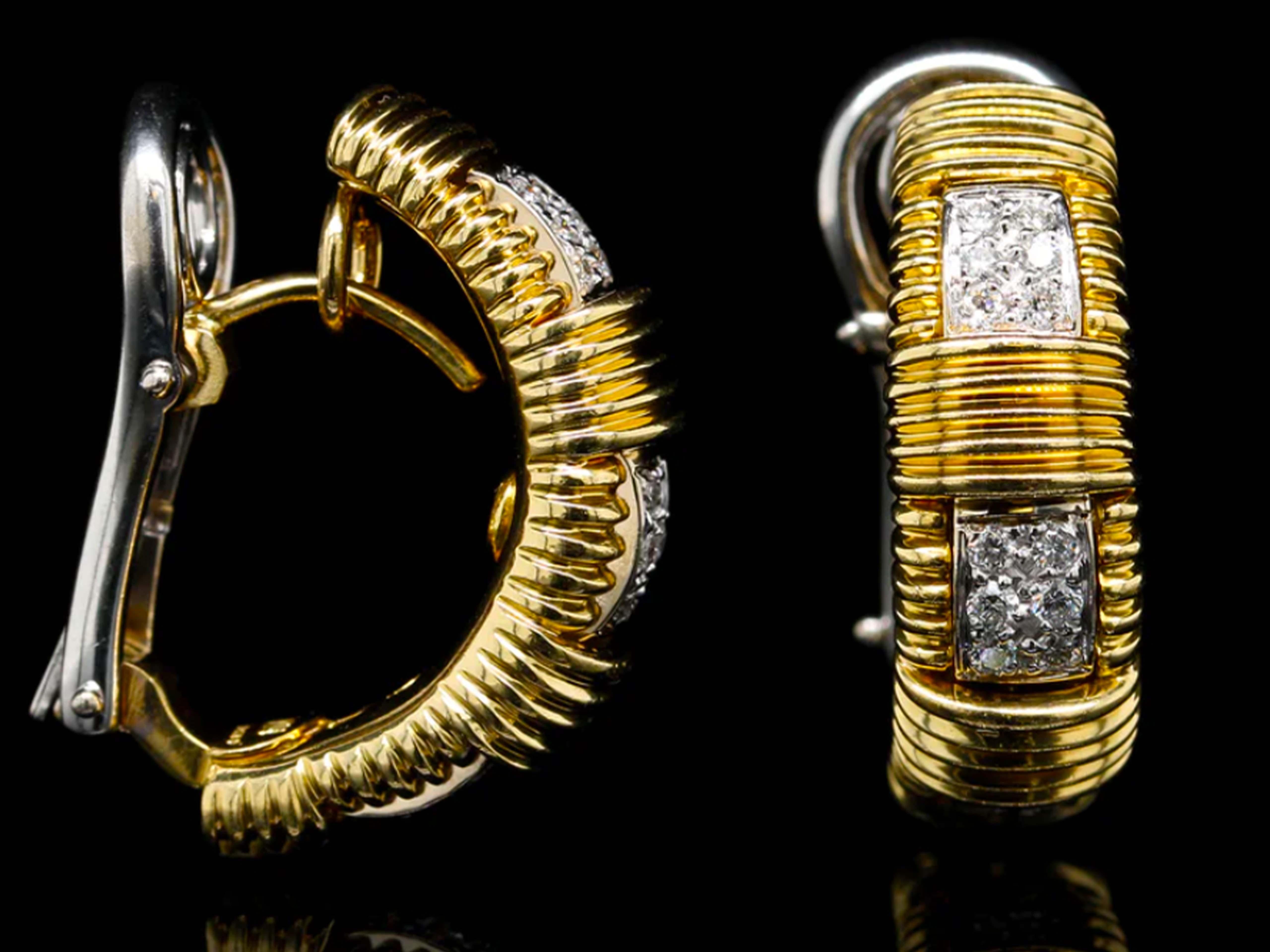 Roberto Coin Appassionata Diamond and Gold Half Hoop Earrings in 18k ...