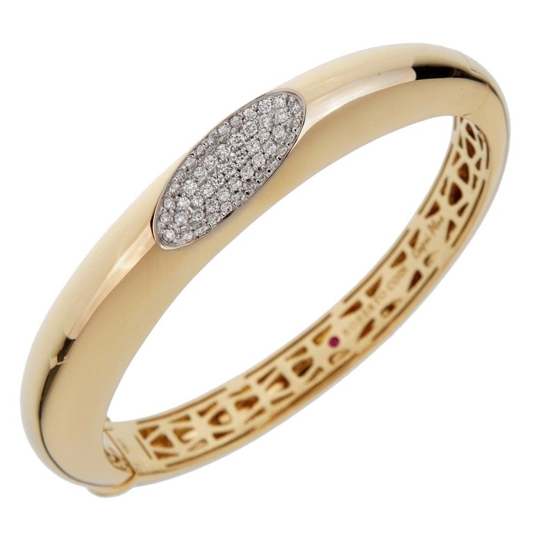 Roberto Coin Capri Diamond Yellow Gold Bangle Bracelet at 1stDibs