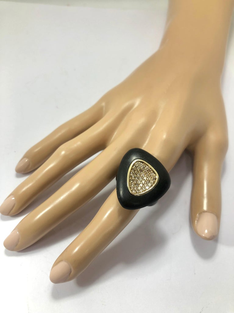 Roberto Coin "Capri Plus" Pavé of Diamonds in Ebony Setting and Gold ...