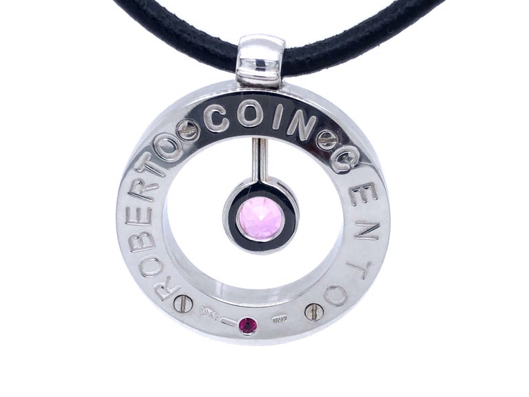 Roberto Coin Cento Pink Sapphire Necklace in 18k White Gold For Sale at ...