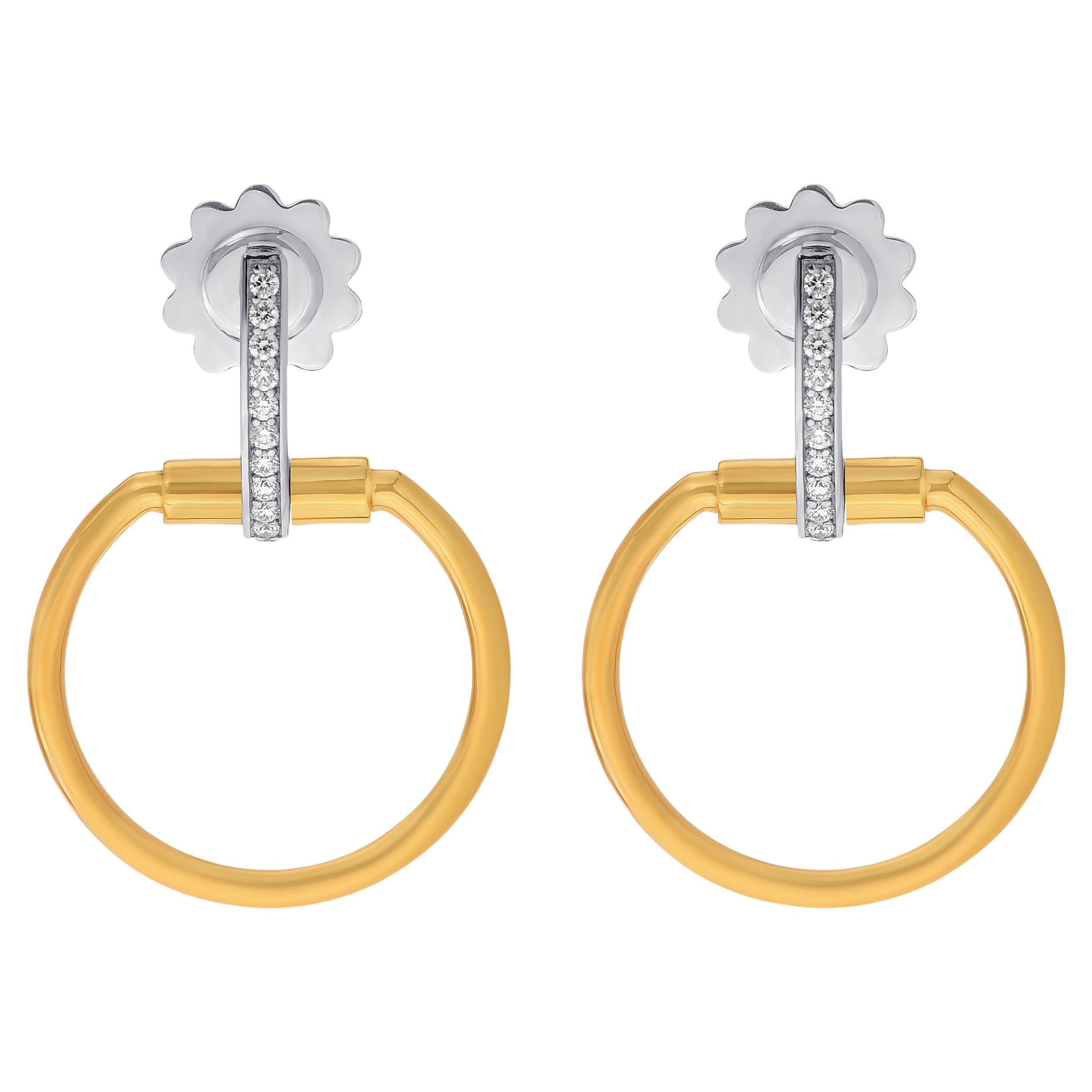 Klassische Parisienne 18 Karat Gelb- und Weißgold Diamant-Tropfen ...