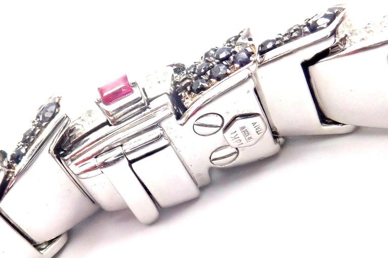 Roberto Coin Cobra Diamond Black Sapphire White Gold Bracelet at 1stDibs