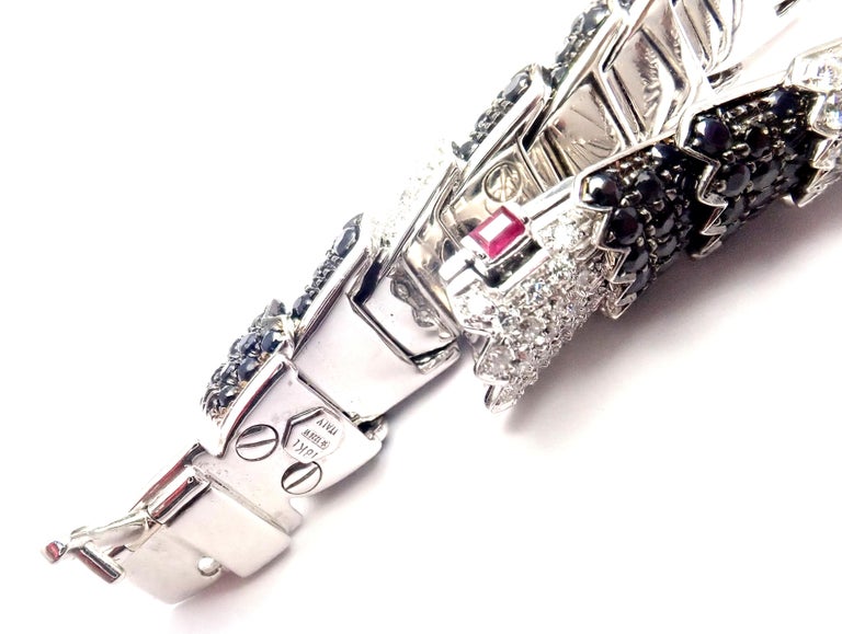 Roberto Coin Cobra Diamond Black Sapphire White Gold Bracelet at 1stDibs