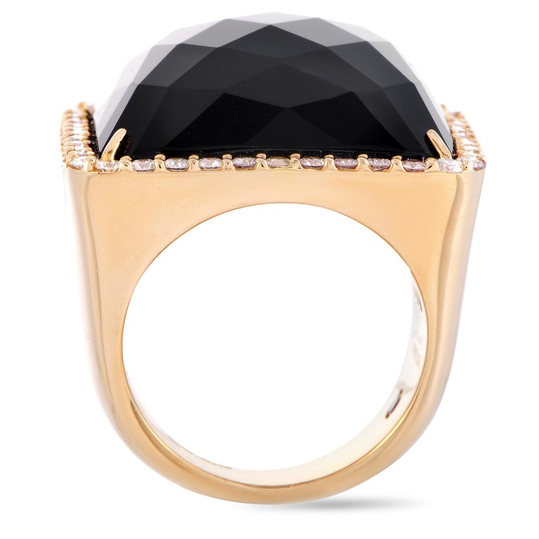 Roberto Coin Cocktail 18 Karat Rose Gold Diamond and Onyx Ring at 1stDibs