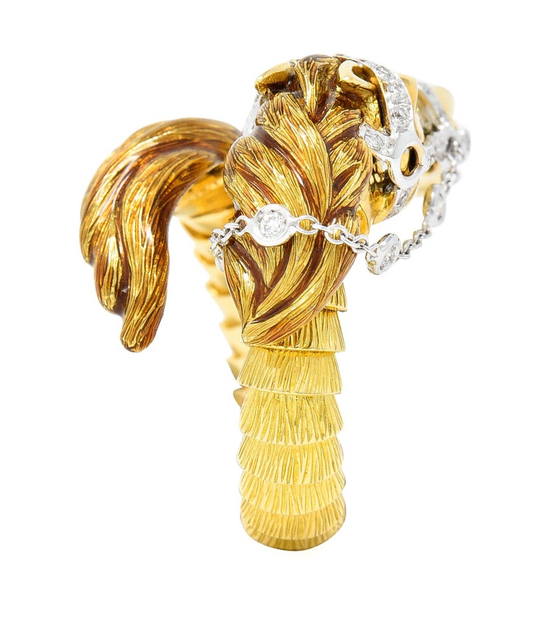 Roberto Coin Contemporary Diamond Enamel 18 Karat Two-Tone Gold Horse ...
