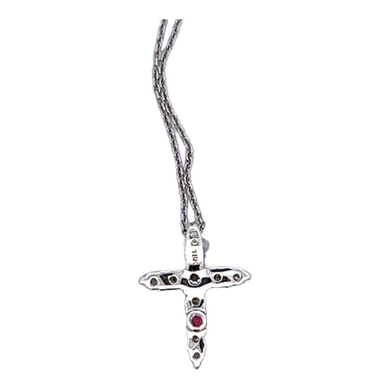 Roberto Coin Diamond 18 Karat White Gold Cross Tiny Treasures Pendant ...