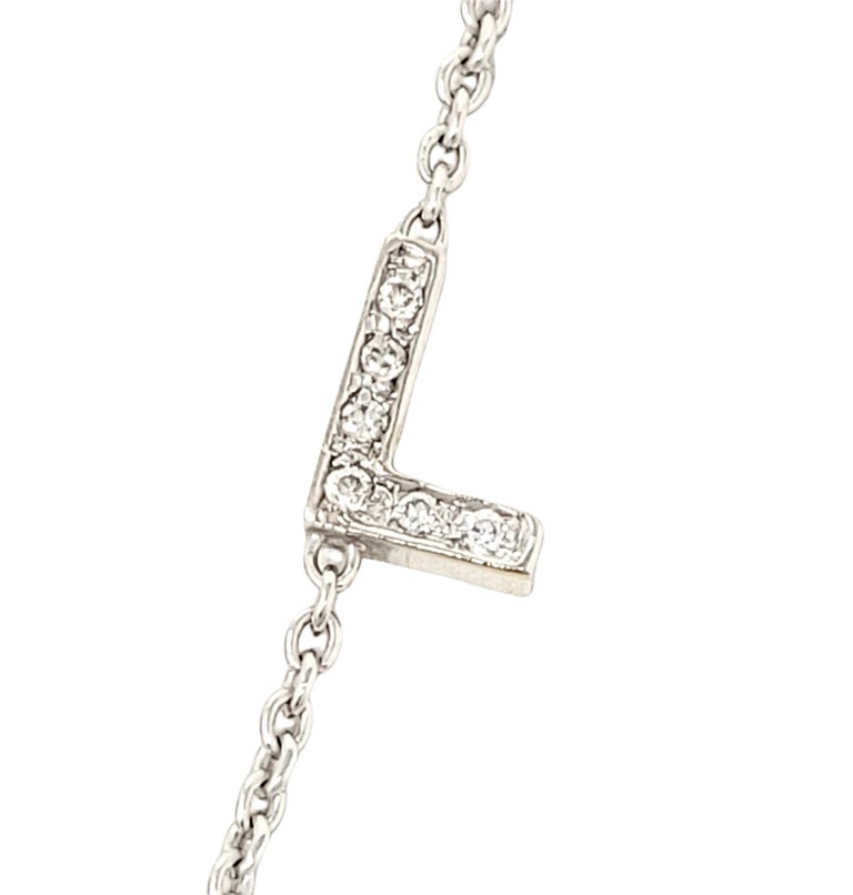 Roberto Coin Diamond "L" Initial Station Necklace 18 Karat White Gold ...