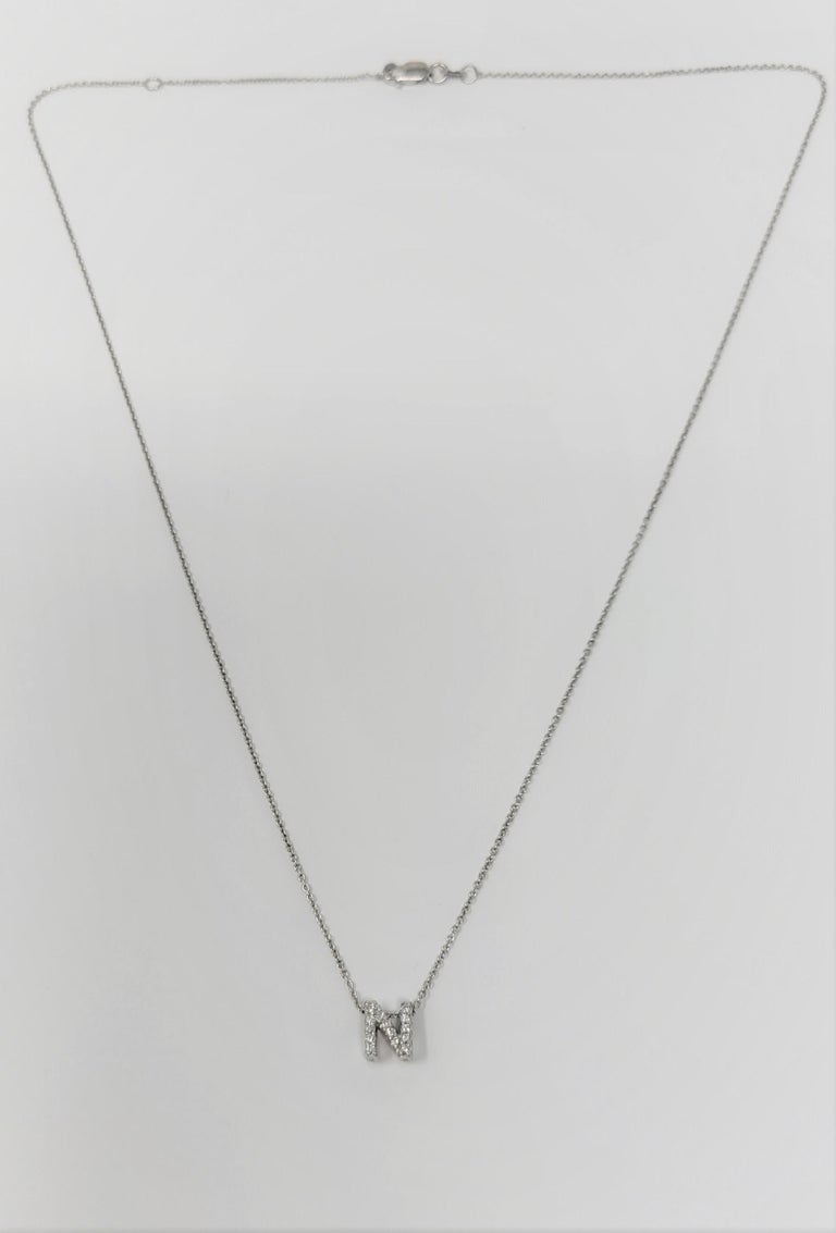 Roberto Coin Diamond Love Letter "N" Initial Necklace at 1stDibs
