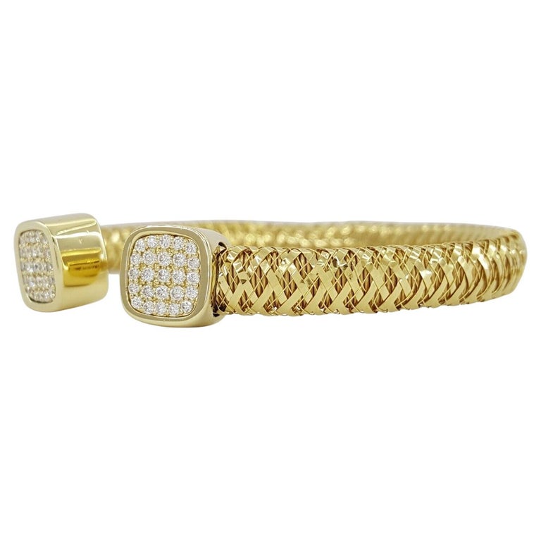 Roberto Coin Exquisite 18 Carat Yellow Gold Diamond Bangle Bracelet For ...
