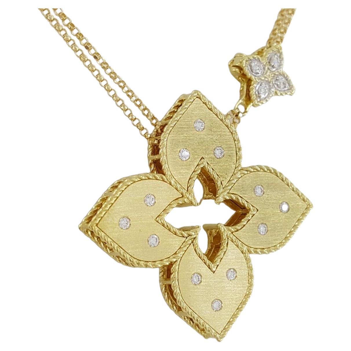 ROBERTO COIN Flower Diamond Pendant Necklace For Sale at 1stDibs ...
