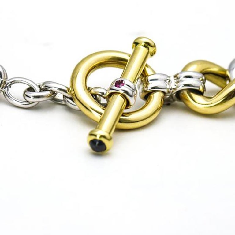 Roberto Coin Gold 18 Karat Curved Link Chain Toggle Clasp Choker ...