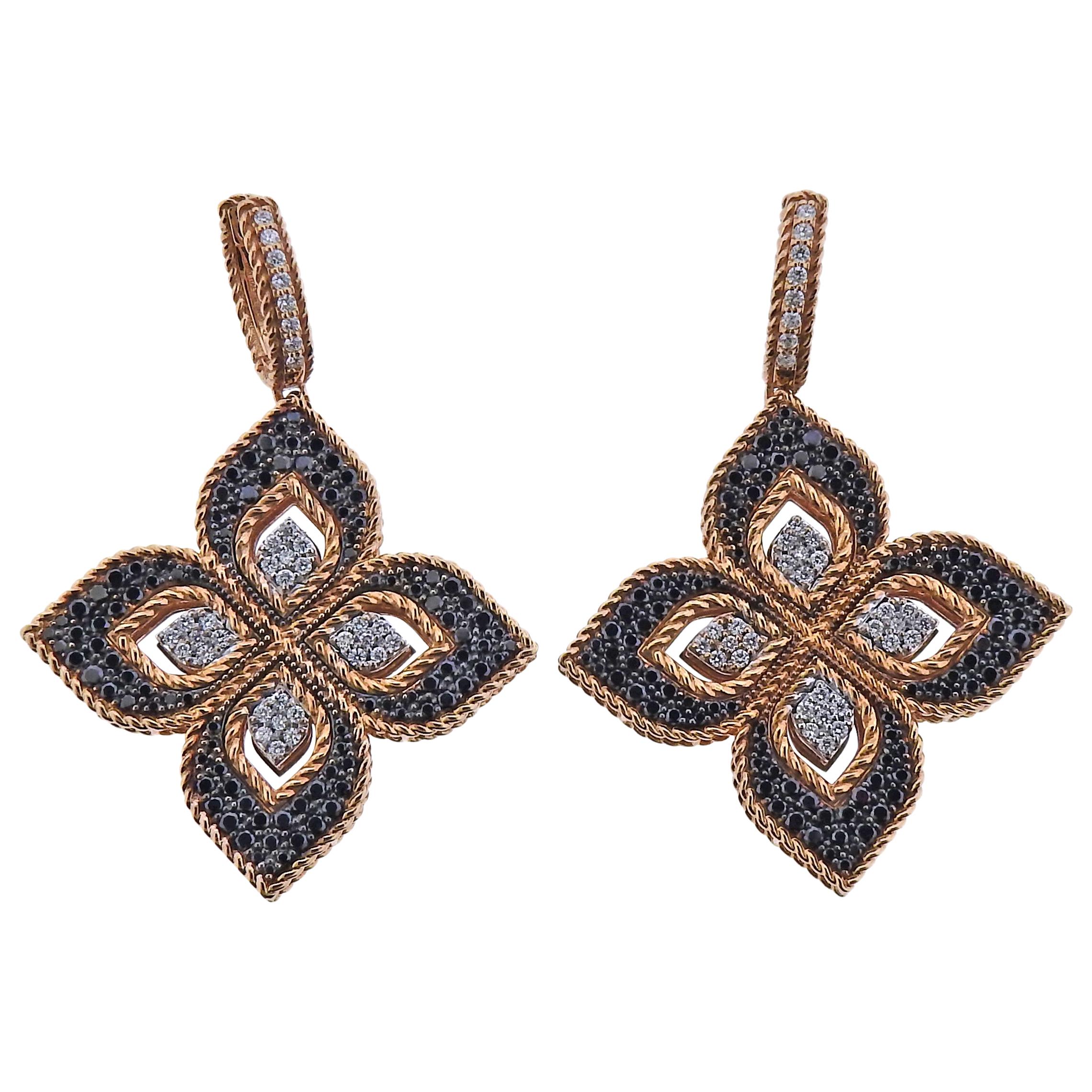 Roberto Coin Rose gold Pink enamel and Diamonds Flower Earrings. at ...