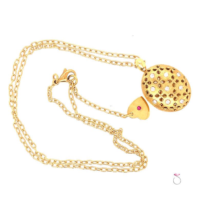 Roberto Coin Granada Diamond and Ruby Locket Pendant on Chain For Sale ...