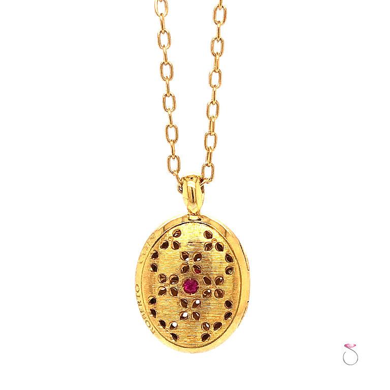 Roberto Coin Granada Diamond and Ruby Locket Pendant on Chain For Sale ...