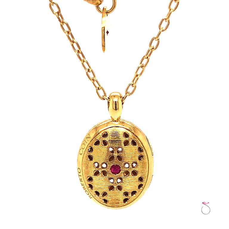 Roberto Coin Granada Diamond and Ruby Locket Pendant on Chain For Sale ...
