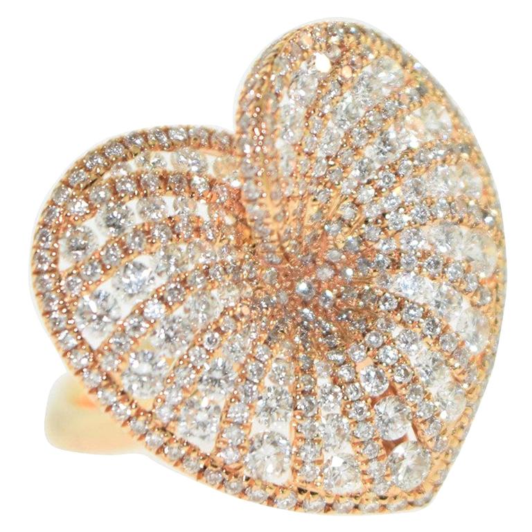 Roberto Coin Heart Shaped Ring 2 Carat Diamond Rose Gold with Ruby at ...