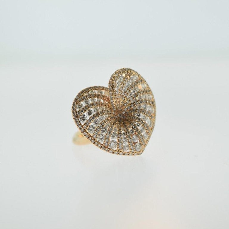 Roberto Coin Heart Shaped Ring 2 Carat Diamond Rose Gold with Ruby at ...