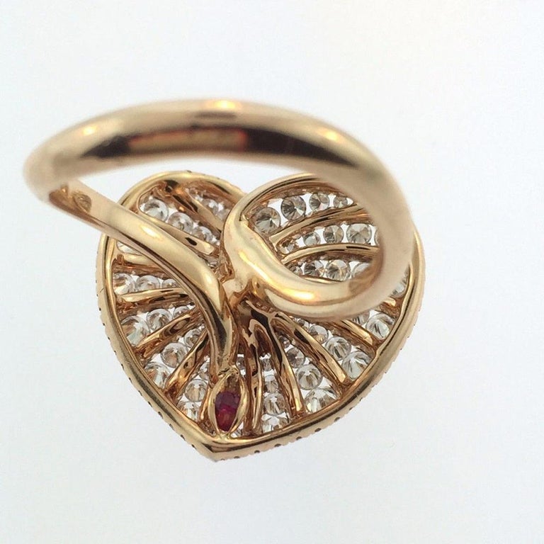 Roberto Coin Heart Shaped Ring 2 Carat Diamond Rose Gold with Ruby at ...
