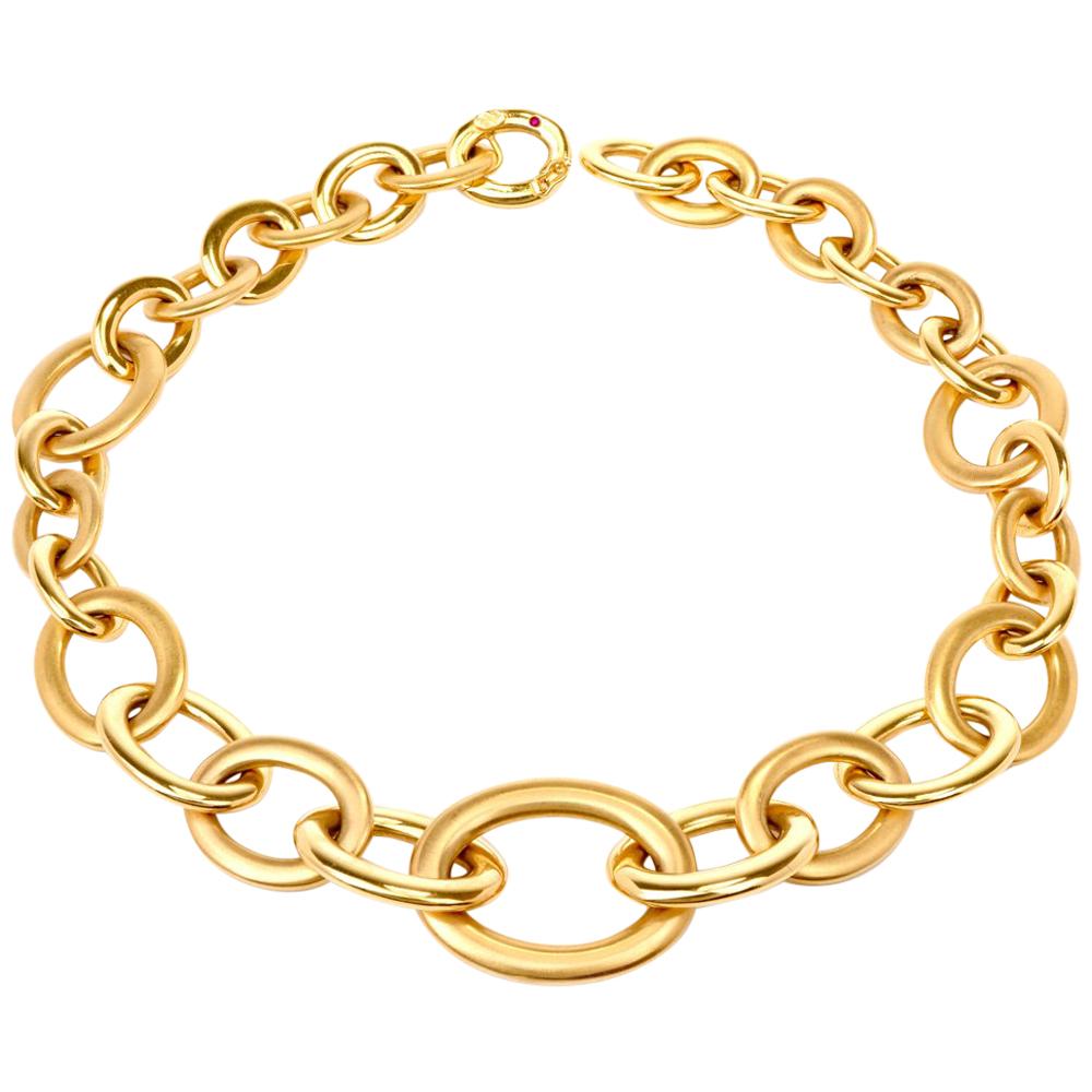 Roberto Coin Heavy 18 Karat Oval link Chain Gold Necklace For Sale at ...