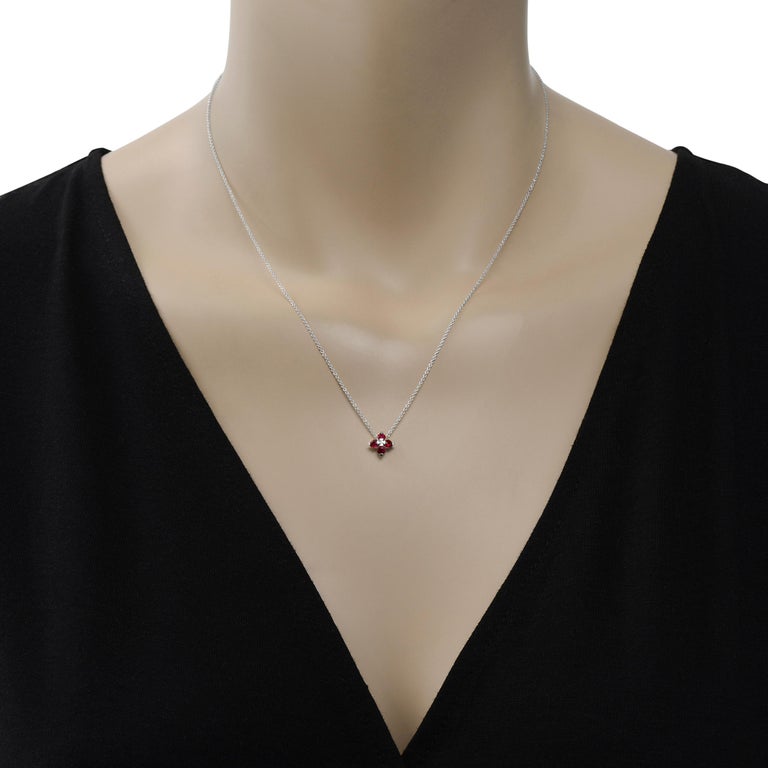 Roberto Coin Love in Verona 18k White Gold, Red Ruby Pendant Necklace ...