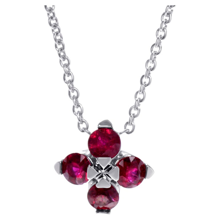 Roberto Coin Love in Verona 18k White Gold, Red Ruby Pendant Necklace ...