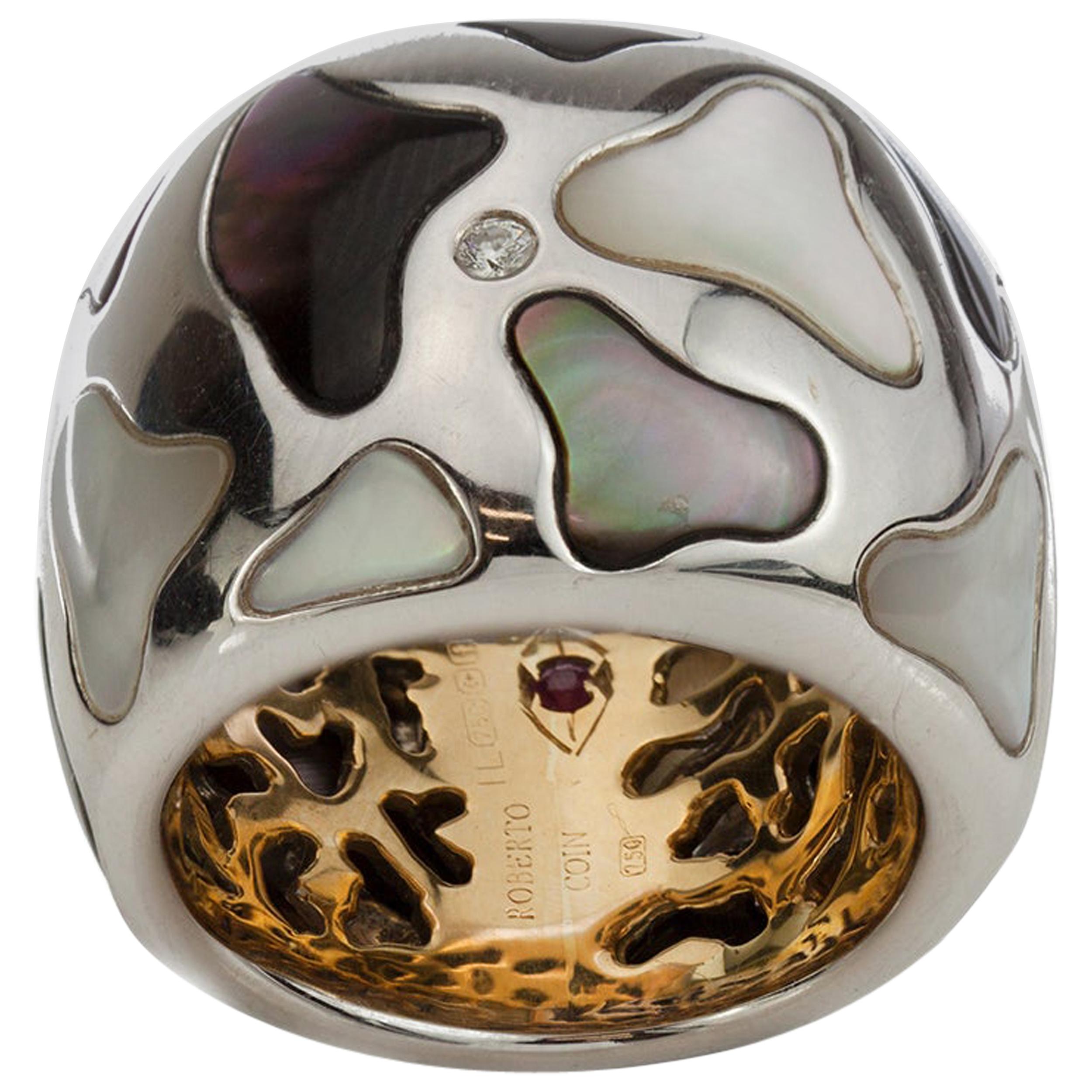 Roberto Coin Appassionata 18 Karat White Gold Woven Diamond Ring at ...