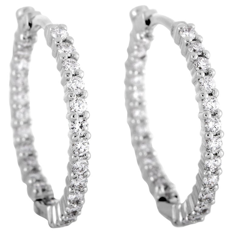 Roberto Coin Perfect Hoops White Gold Diamond Hoop Earrings at 1stDibs
