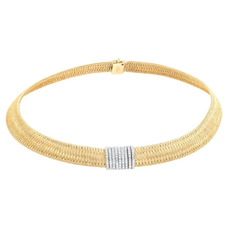 Roberto Coin Primavera Multi-Tone Gold and Diamond Choker Necklace For ...