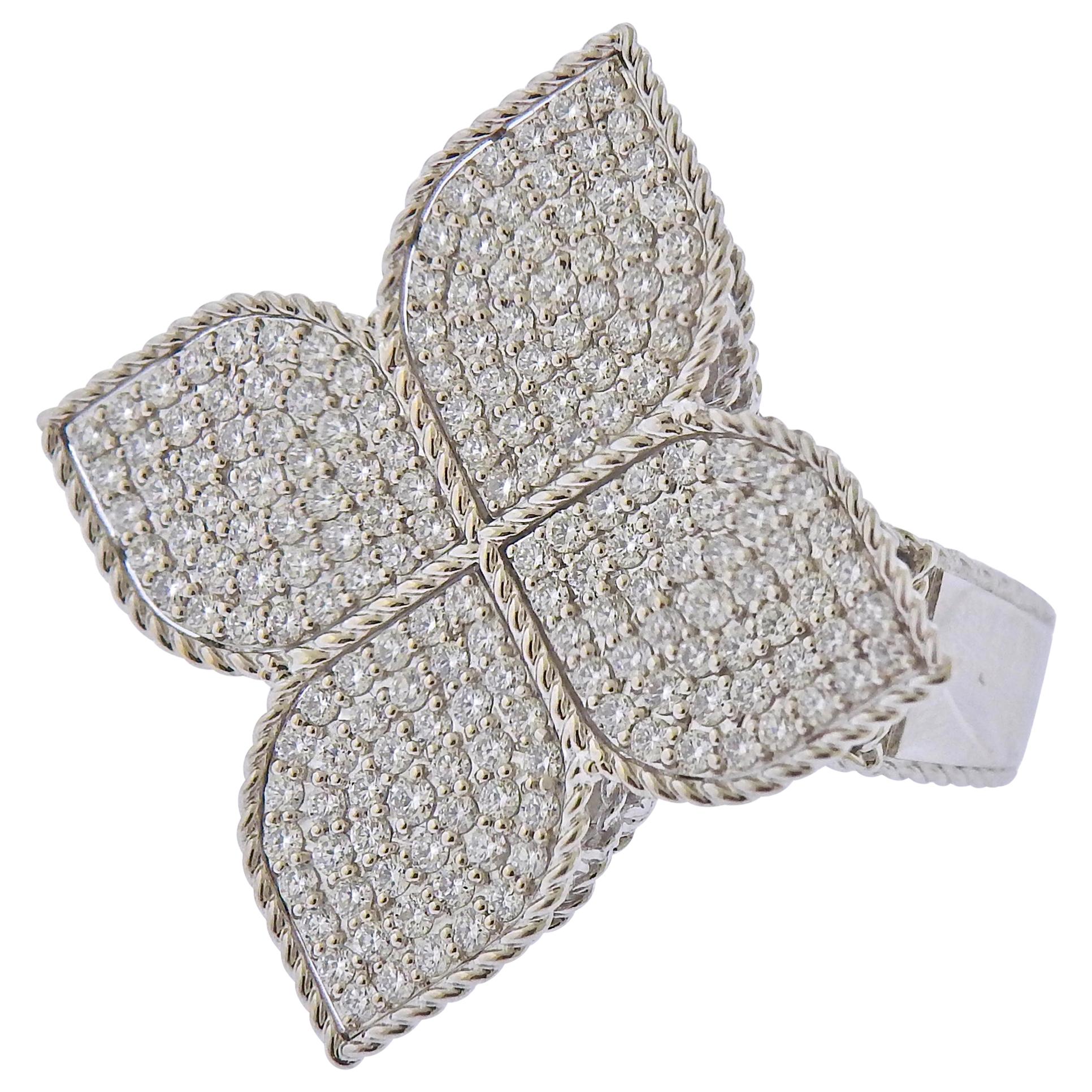 ROBERTO COIN White Gold Diamond Pink Enamel Ring at 1stDibs