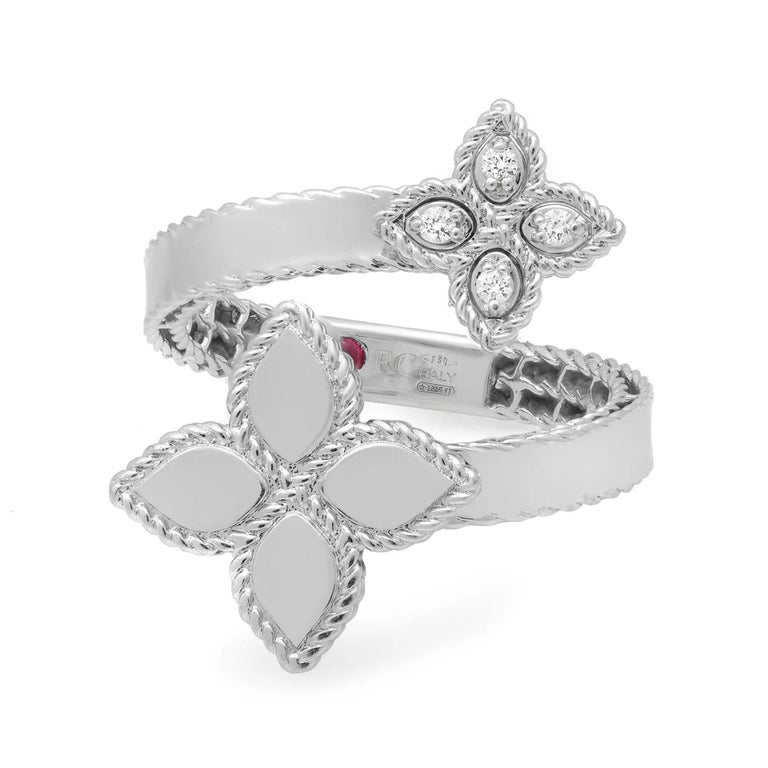 Roberto Coin Princess Flower Diamond Ring 18K White Gold 0.05Cttw For ...