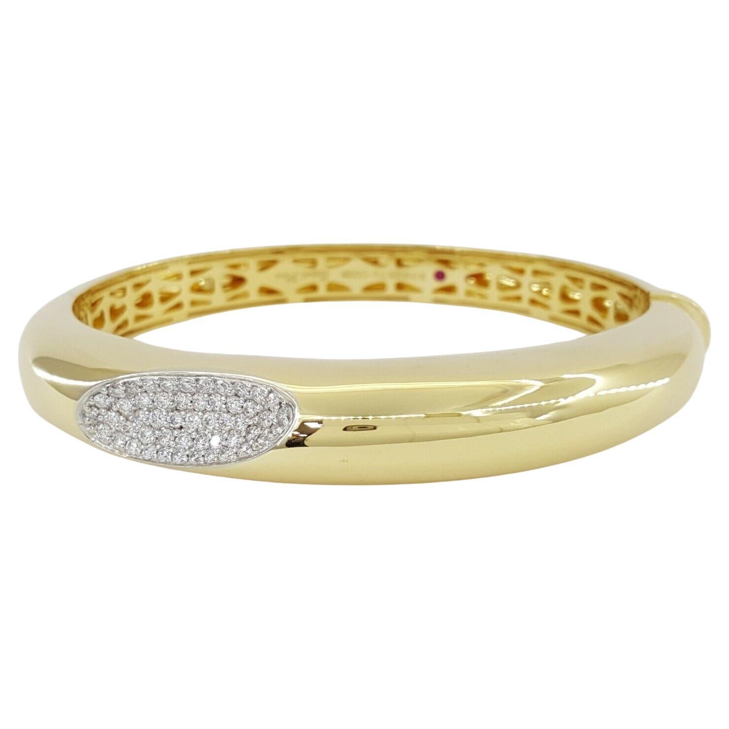 Roberto Coin Round Diamond Cuff Bangle Bracelet For Sale at 1stDibs