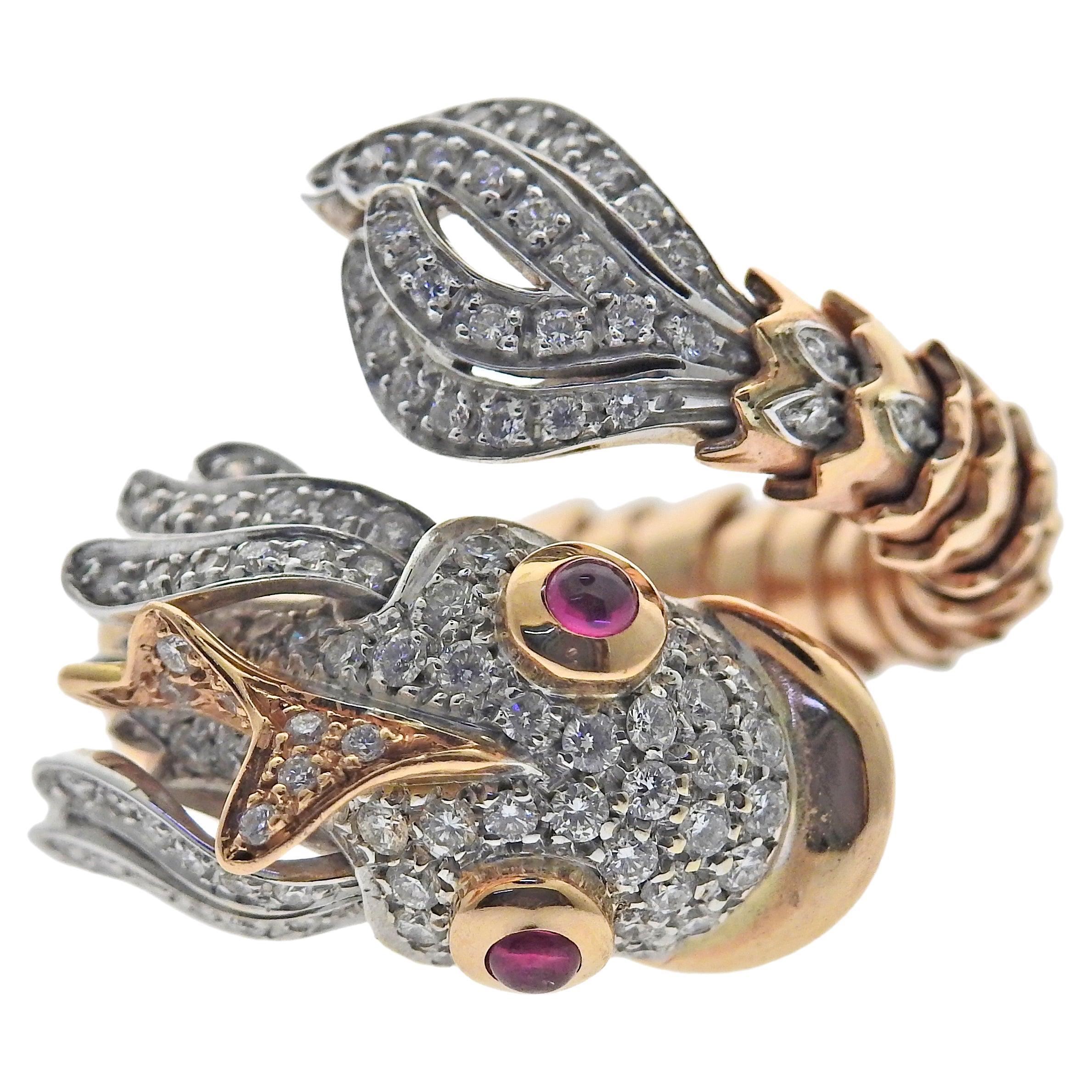 Roberto Coin Diamond Enamel Animalier Nemo 18 Karat Yellow Gold Coil ...