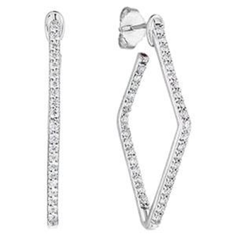 Roberto Coin Square Diamond Hoop Earring 111456AWERX0 For Sale at 1stDibs