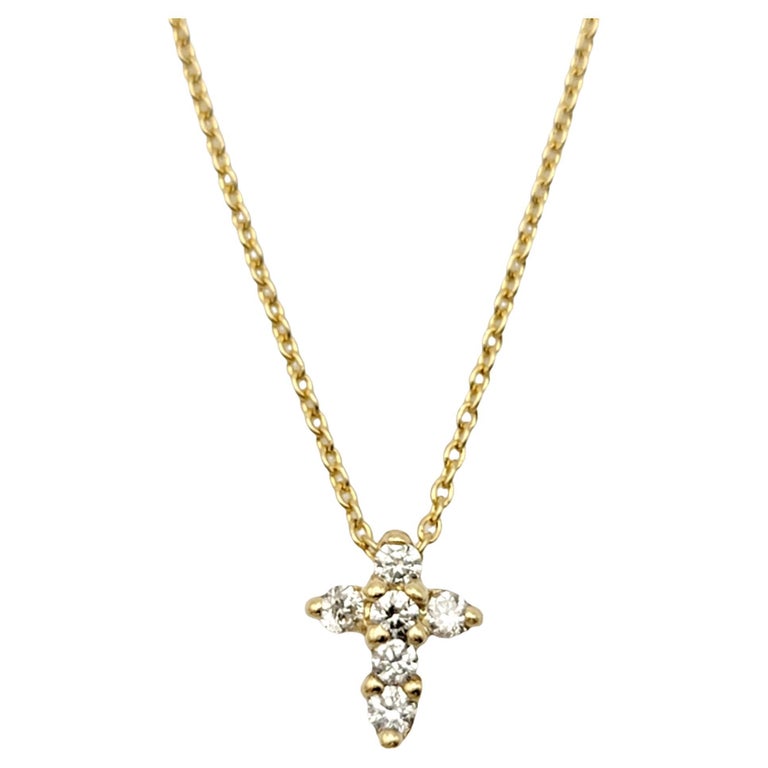 Roberto Coin Tiny Treasures Diamond Cross Pendant Necklace 18 Karat ...