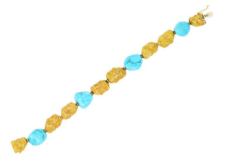 Roberto Coin Turquoise 18 Karat Gold Italian Nugget Bead Bracelet at ...