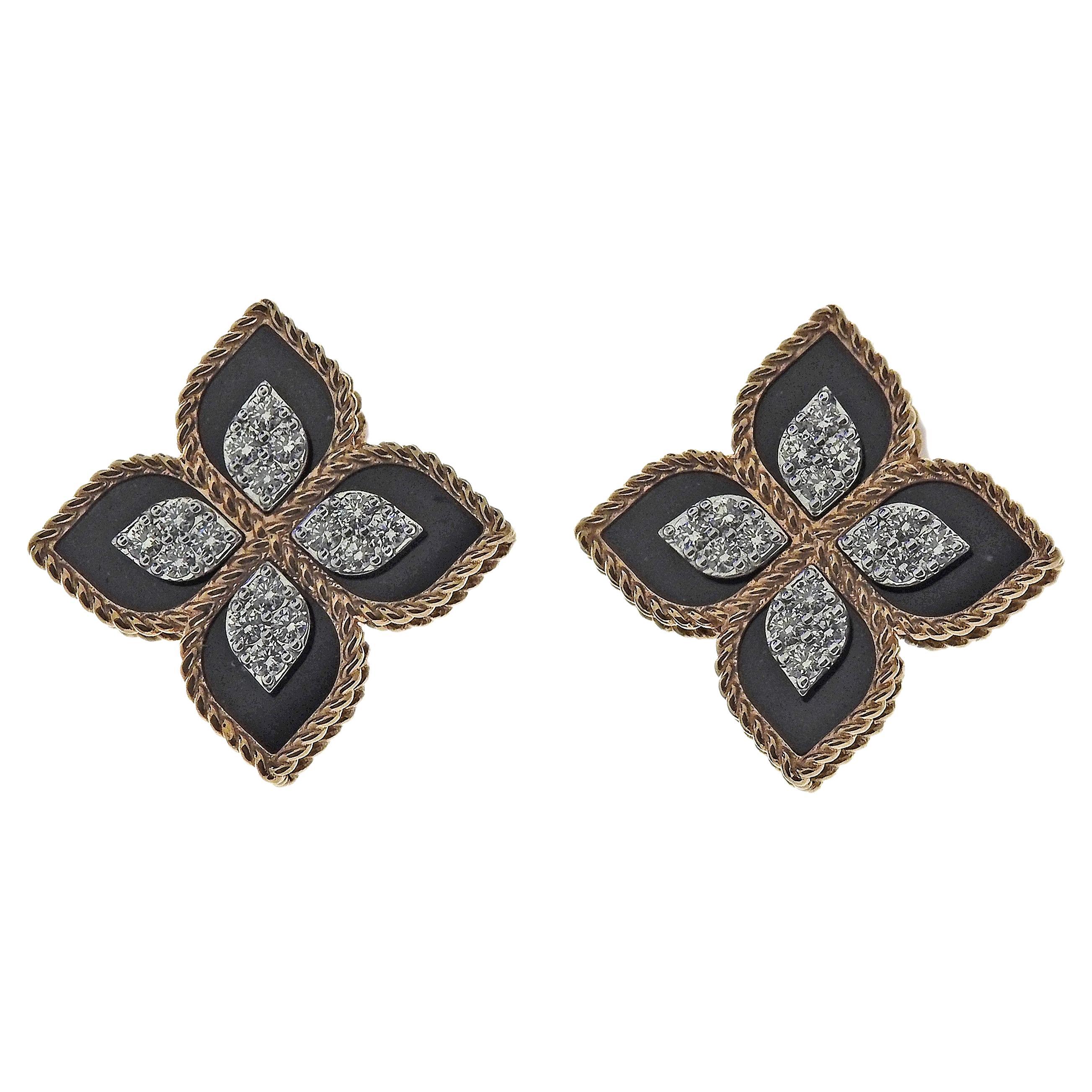 Roberto Coin Enamel Diamond Earrings For Sale at 1stDibs