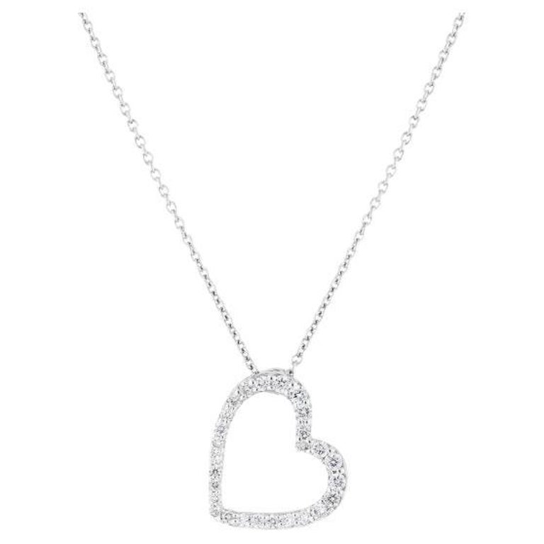 Roberto Coin White Gold Diamond Heart Necklace 000141AWCHX0 For Sale at ...
