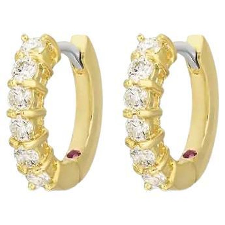 Roberto Coin Yellow Gold Huggy Earring with Diamonds 001897AYERX0 For ...