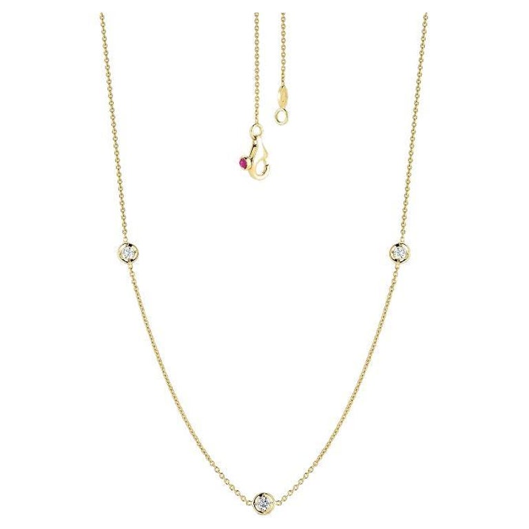 Roberto Coin Yellow Gold three Diamond station Necklace 001317AYCHD0 ...