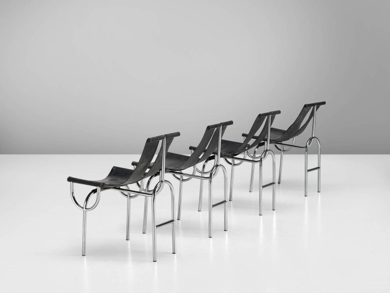 Roberto Gabetti and Aimaro Isola Set of Four Tubular Leather at 1stDibs