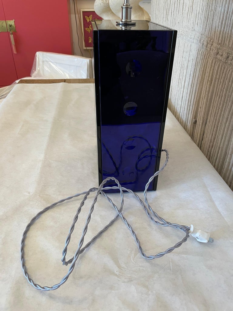 Roberto Giulio Rida for Lorin Marsh Blue Mirrored Table Lamp For Sale ...