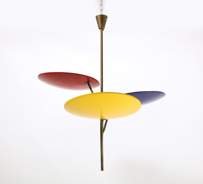 Tri Color Sculptural Pendant Chandelier, Italy, 1960's For Sale at 1stDibs