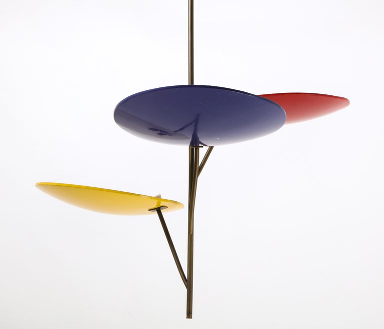 Tri Color Sculptural Pendant Chandelier, Italy, 1960's For Sale at 1stDibs